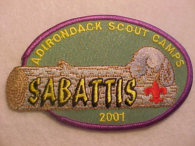 ADIRONDACK SCOUT CAMPS PATCH, 2001, SABATTIS – Streamwood.net