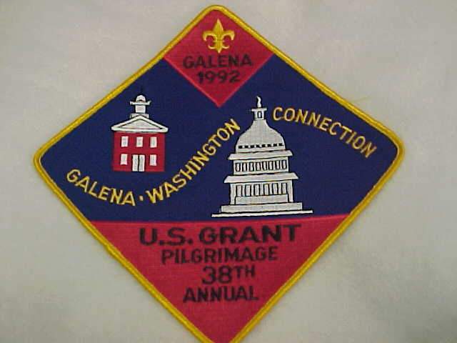 U. S. GRANT PILGIRMAGE JACKET PATCH, 1992, 38TH ANNUAL, "GALENA-WASHIN ...